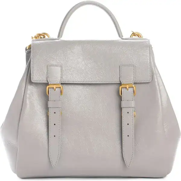 Dries Van Noten Glossy Leather Shoulder Bag In Light Grey 800 - 65